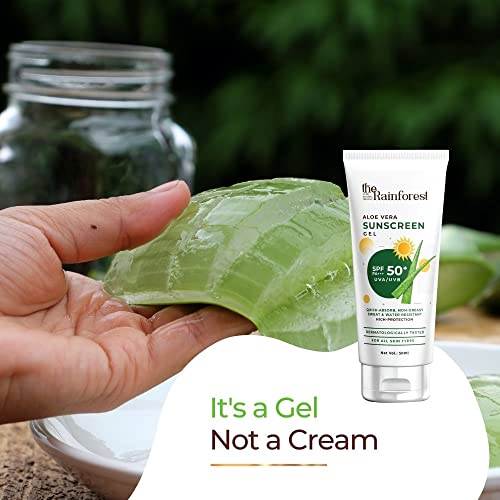 The Rainforest Aloe Vera Sunscreen Gel, SPF 50+, PA+++, Sweat & Water ...