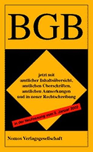 BGB: Neufassung vom 2.Januar 2002 (BGBl.I Nr. 2 vom 8.01.2002) : Amazon ...