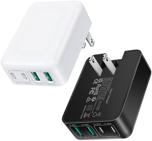 Amazon.com: 2Pack Flat USB C Wall Charger 40W Foldable & Slim Fast ...