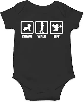 Amazon.com: AW Fashions Crawl, Walk, Lift Baby Bodysuit Funny Cute ...