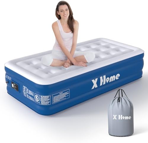 X Home Single Air Mattress with Integrated Pump, 18" Inflatable ...
