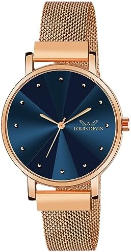 Buy LOUIS DEVIN Rose Gold Plated Mesh Chain Analog Wrist Watch for ...