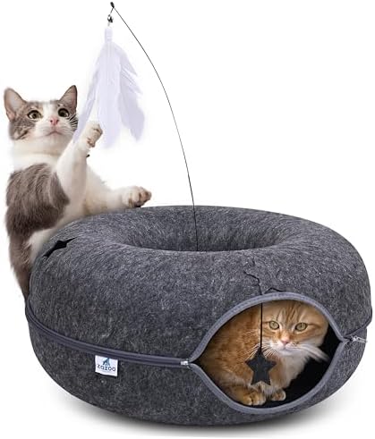 Amazon.com: DMMC Cat Tunnel Bed, Detachable Donut Cave for Indoor Cats ...