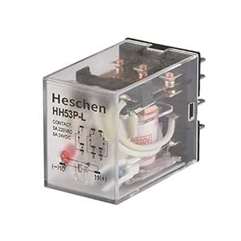 Heschen Gereral Purpose Power Relay, HH53P-L, 220VAC Coil, 5A 220VAC/24VDC, 3PDT, 11 Pin ...