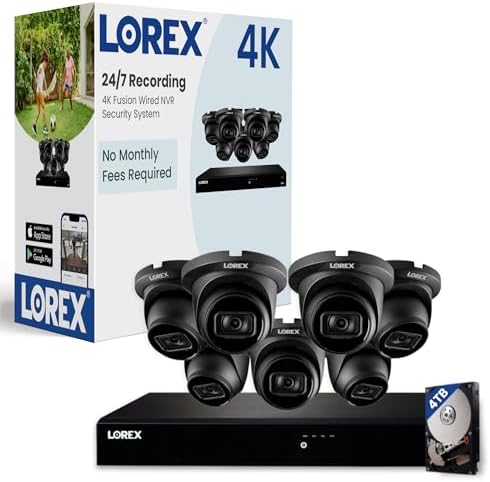 Amazon.com: Lorex Fusion 4K PoE Outdoor/Indoor Smart Home Security Camera System, 4TB NVR, Black ...