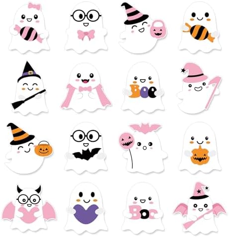 Amazon.com: AnyDesign 48Pcs Halloween Cutouts with 100Pcs Glue Points ...