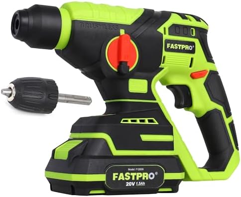 FASTPRO Cordless SDS Plus Rotary Hammer Drill Kit, 20V Brushless ...