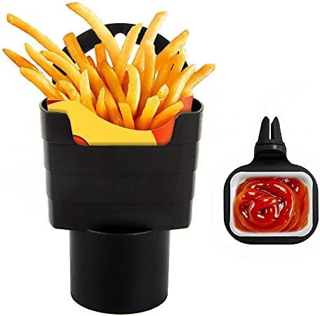 1 Pcs Car Fries Holder,In-car Dip Fries Set With 2Pcs Dip Clips Sauce ...