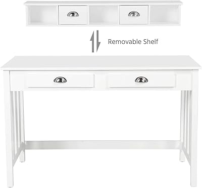 Amazon.com: Topeakmart Wood Writing/Study Desk for Home Office Computer ...