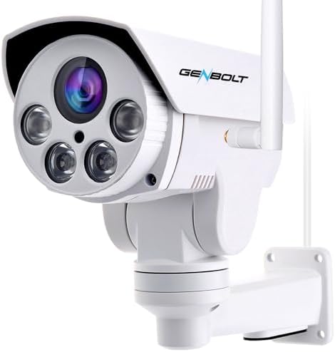GENBOLT PTZ Caméra Surveillance WiFi Extérieur，20X Zoom Hybride Vidéo ...
