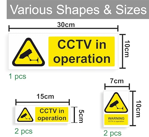 CCTV Stickers For Commercial and Domestic Use 5-PACK Security Signs for ...