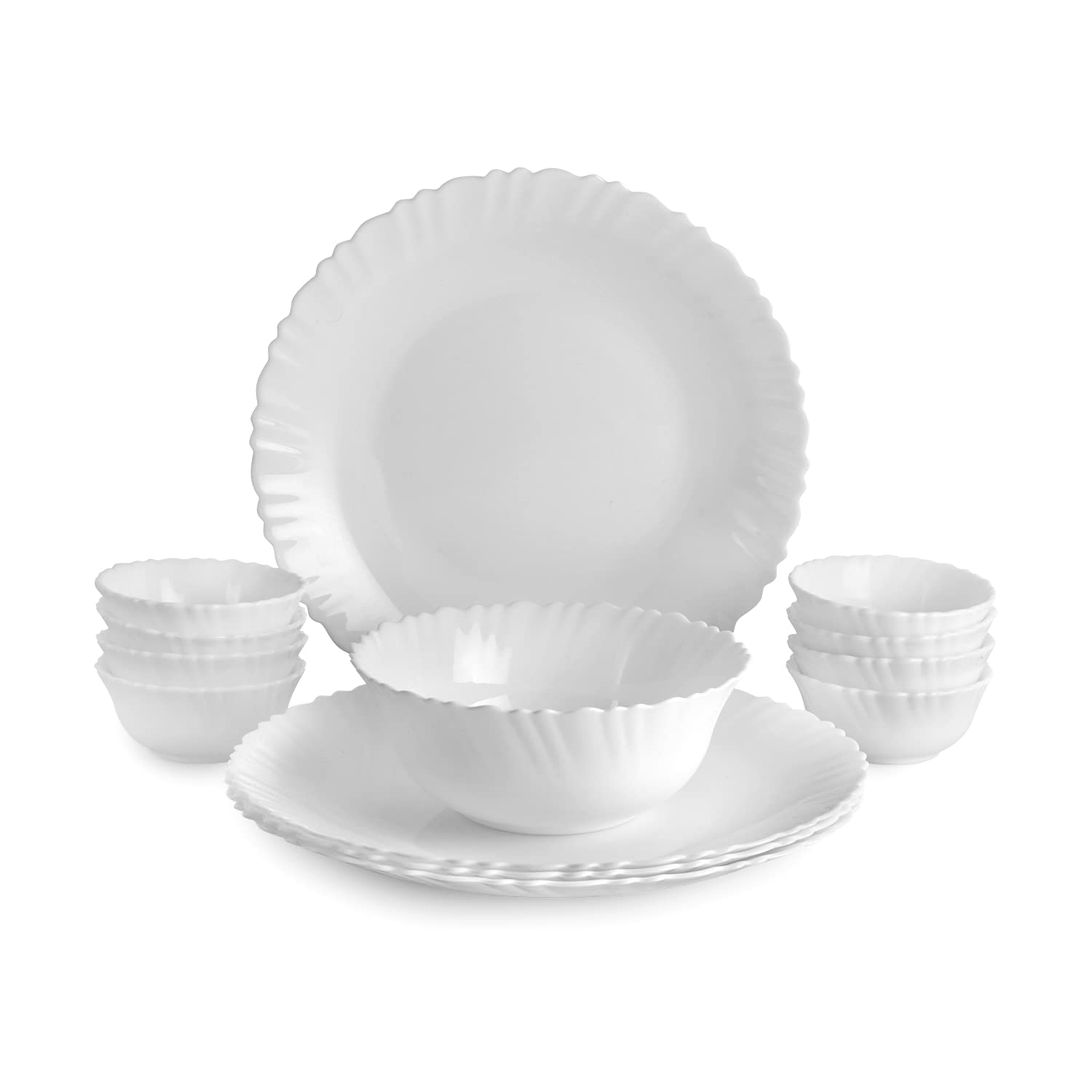 Cello Opalware Dazzle Series Plain Dinner Set, 13Pcs | Opal Glass ...