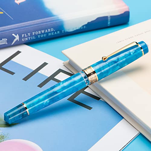 Snapklik.com : Asvine P20 Piston Fountain Pen Marble Blue Resin ...