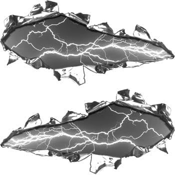 Amazon.com: Ripped Torn Metal Tear Reflective Decals Lightning Gray ...