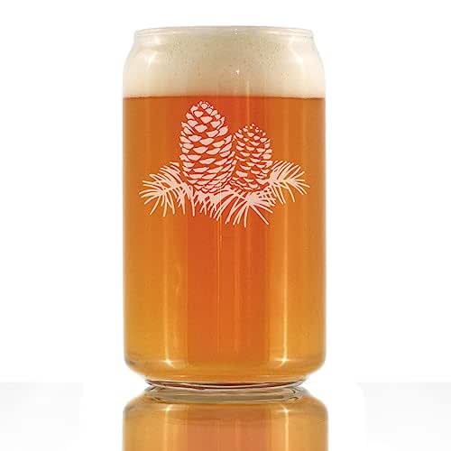 Amazon.com: Pine Cone Beer Can Pint Glass - Rustic Themed Pinecones ...