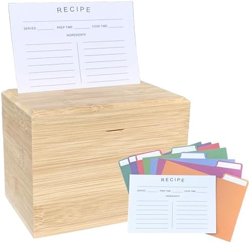 Amazon.com: CASADELLA Minimalist Recipe Box with Cards and Dividers ...