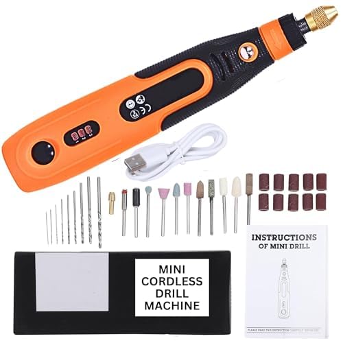 45pcs Mini Cordless Drill Machine, 900Ah USB Rechargeable 3 Speed Small ...