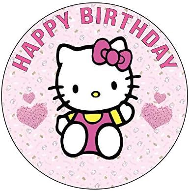 Amazon.com: 7.5 Inch Edible Cake Toppers – Hello Pink Kitty Themed ...