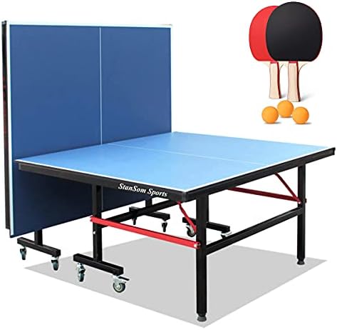 Stansom Foldable Table Tennis Tables with Cover & Quick Clamp Net and 2 ...