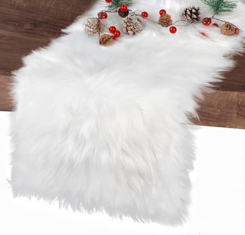 Amazon.com: E-FirstFeeling Faux Fur Table Runner Plush Christmas Table ...
