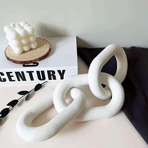 Amazon.com: Wood Chain Link Decor 3 Link Rustic Wood Link White Hand ...