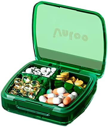 Amazon.com: GluVutato Pill Box, 4 Compartments Square Portable Pill ...