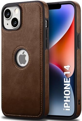 TheGiftKart Genuine Leather Finish iPhone 14 Back Cover Case ...