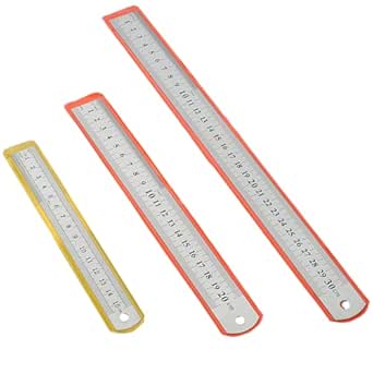 Xlihdzum 3Pcs Stainless Steel Metal Ruler Set - 12"/30cm + 8"/20cm + 6 ...