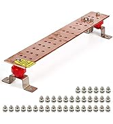 12" Heavy-Duty Copper Ground Bar Kit,Grounding Bus Bar,with 24 x 0.41 ...