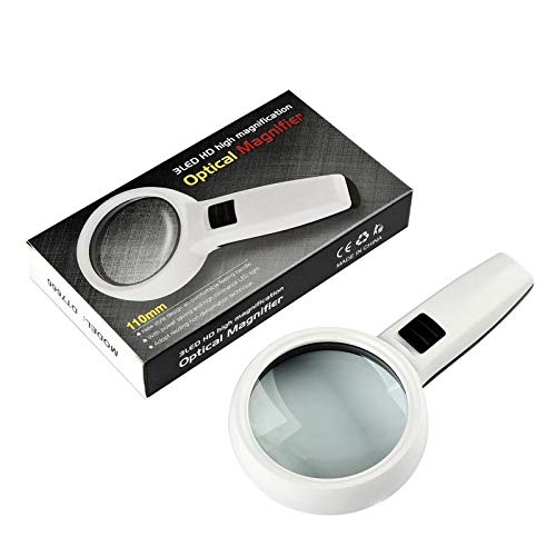 30 times Optical Magnifier 3 LED HD high magnification 110mm Handheld M ...