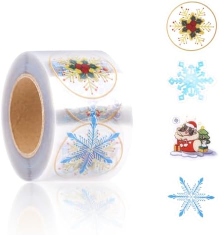 Amazon.com: Whaline 1200Pcs Christmas Clear Stickers 6 Styles Foil Gold ...