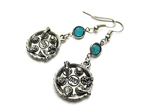 Amazon.com: Seder Birthstone Earrings, Personalized Jewish Earrings ...