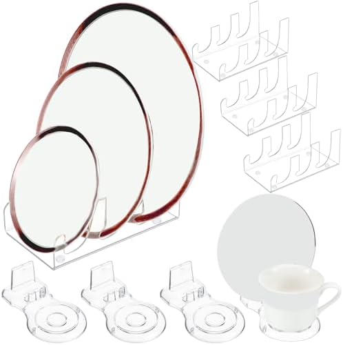 Amazon.com: Domensi 2 Pcs 3 Tiers Acrylic China Plate Display Stand ...