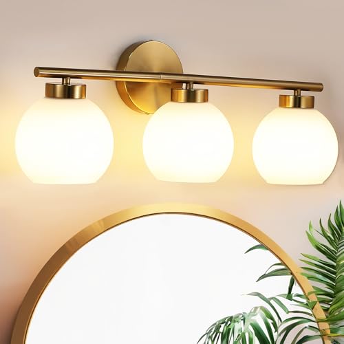 Brushed Gold Vanity Light ML Lighting 214203-MG Laphia 22" Wide 3-Light ...