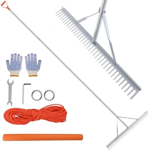 Amazon.com : Pond Rake,Floating Weed Lake Rake,Detachable Float Lake ...