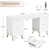 Amazon.com: Tribesigns White and Gold Desk with Drawers, 59'' Modern ...