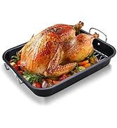 Amazon.com: HONGBAKE Nonstick Turkey Roasting Pan with Rack - 18.7×13.6 ...