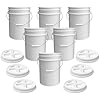 Amazon.com: ePackageSupply 5 Gallon White Bucket with White Gamma Seal Screw on Airtight Lid ...