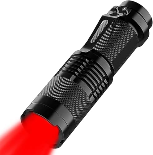 HYVCZP Red Light Flashlight,Adjustable Focus LED Torch,4 Lighting Modes ...