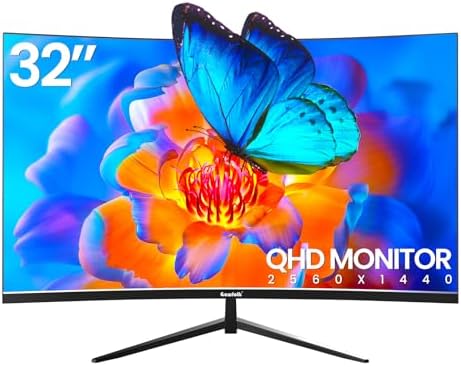 Gawfolk 32 Inch Curved Monitor QHD (2560 X 1440), 1500R PC Monitor 75Hz ...