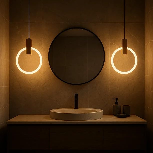 Lampmaster Pendant Light | Hanging Lamp with Wood Accent & Warm White ...