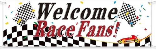 Amazon.com: Blulu Racing Party Decorations Welcome Race Fans Banner ...