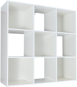 Amazon.com: Amazon Basics Storage Cube Shelf Organizer, 9 Cubes, White ...