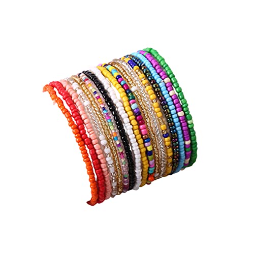 Soyzvteo 17Pcs Elastic Beaded Bracelets Bohemian Stackable Beaded ...