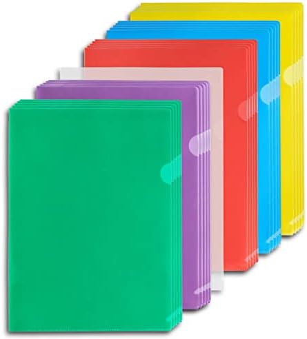 YOTINO 24 Pcs A4 Cut Flush Folders Plastic Top & Side Open Cut Flush ...