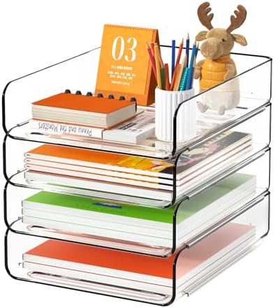 Amazon.com: FANXIYQ 4-Tier Acrylic Paper Tray Organizer | Clear ...