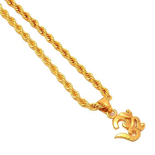 OM Locket with Chain-Golden OMKAR Pendant with Chain Jewelry For Men ...