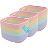 Amazon.com: OrganiHaus Set of 3 Pastel Rainbow Woven Storage Baskets ...