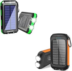 Amazon.com: Solar Power Bank 2 Pack,Portable Charger 20000mAh Solar ...