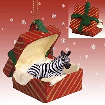 Amazon.com: Conversation Concepts Zebra Red Gift Box Christmas Ornament ...